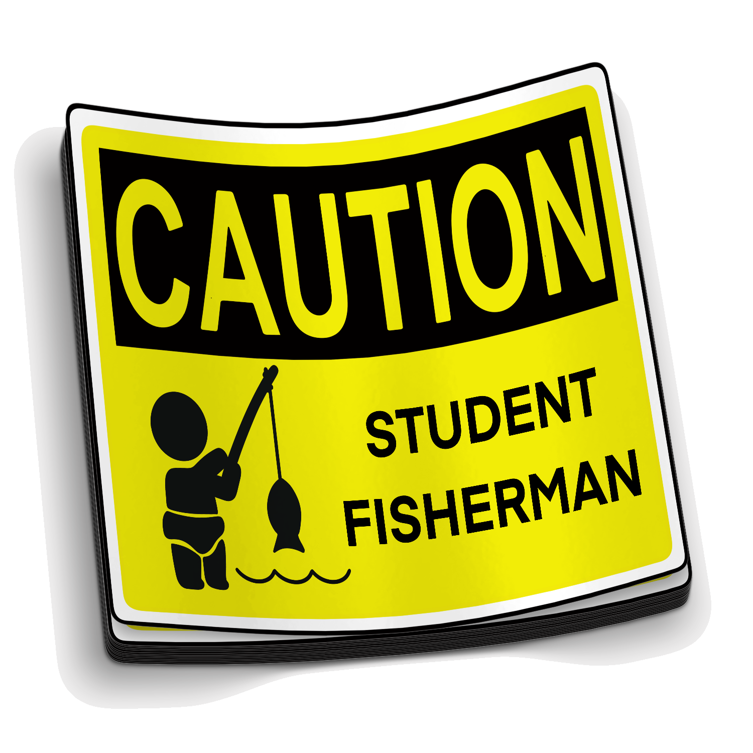 Caution Student Fisherman - Funny Fishing Sticker